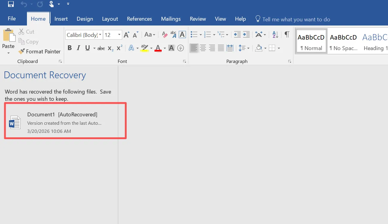 Word Document Recovery Pane Guide | Amagicsoft